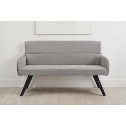Sitzbank ByLiving "Tino", hellgrau, schwarz, B:140cm H:94cm T:67cm, Stoff, Sitzbänke, mit Federkernpolsterung in 140 oder 160cm, hochwertige Polsterbezüge