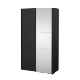 Schwebetürenschrank Home Affaire "Como, Kleiderschrank, Schlafzimmerschrank", schwarz matt, spiegel, B:118,5cm H:221cm T:66,6cm, FSC-zertifizierter Holzwerkstoff, Schränke, 1 Schwebetür, 1 Spiegelschiebetür, Kleiderstange, Einlegeboden