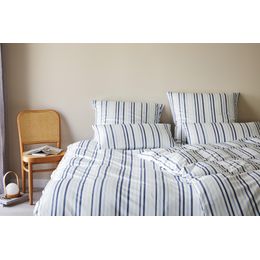 Bettwäsche Elegante "Waterstripe", bleu, B/L: 155cm x 220cm, 1 Stk., 1 Stk., Interlock-Jersey, B/L: 80cm x 80cm, 2 Stk., Interlock-Jersey, Obermaterial: 100% Baumwolle, Bettwäsche, angenehmes Hautgefühl
