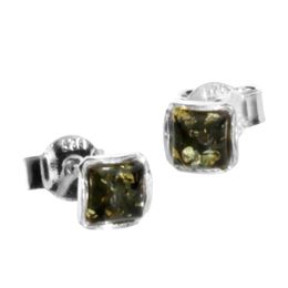 Paar Ohrstecker OSTSEE-SCHMUCK "OSTSEE-SCHMUCK Ohrstecker Classic 4x4 mm", wei&szlig;, Ohrringe, Damen, 5 x 5mm, Silber 925 (Sterlingsilber)