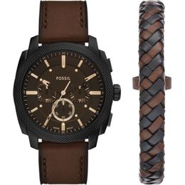 Chronograph Fossil "MACHINE", braun, Armbanduhren, Herren, Quarzuhr, Armbanduhr, Herrenuhr, Lederarmband, Ideal auch als Geschenk