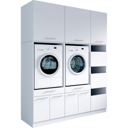 Mehrzweckschrank-Set LAUNDREEZY "Laundreezy, 6-tlg. Mehrzweckschrank-Set B/H/T 186/238/68 cm", weiß matt, B:186cm H:238cm T:68cm, Holzwerkstoff, Kastenmöbel-Sets, Breite 186 cm, Soft-Close-Funktion für Türen