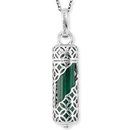 Kette mit Anhänger Engelsrufer "POWERFUL STONE MALACHIT, ERN-HEAL-ML-M" Gr. M, bunt (silberfarben, grün), Halsketten, Damen, M, Silber 925 (Sterlingsilber), L: 60, mit Malachit