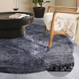 Hochflor-Teppich Hanse Home "Olaf", grau, H:38mm Ø:160cm, Polyester, Teppiche, Langflor, Shaggy, einfarbig, flauschig, weich, glänzend, modern, uni