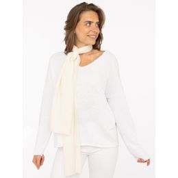 Modeschal Zwillingsherz, Damen, weiß (wollweiß), Strick, Obermaterial: 100% Kaschmir, unifarben, Modetücher, Strick, unifarben, weich, wärmend, Kaschmir