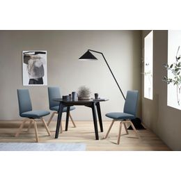 Polsterstuhl stressless "Laurel", blau (sparrow blau paloma, eiche natur), B:49cm H:92cm T:59cm, Leder PALOMA: PALOMA ist ein durchgefärbtes Semianilin-Möbelleder mit natürlicher Narbung., Stühle, Low Back, Größe M, mit schräggestellten Beinen in Eiche natur