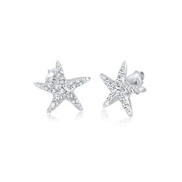 Paar Ohrstecker Elli "Seestern mit Kristalle funkelnd 925 Sterling Silber", silber, Ohrringe, Damen, onesize,mit Steinen, Silber 925 (Sterlingsilber)