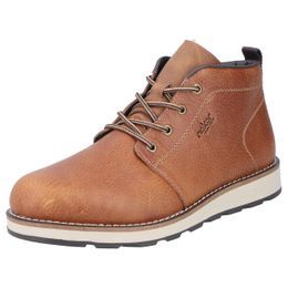 Winterboots Rieker, Herren, Gr. 41, braun (cognac), Leder, Schuhe, Schnürboots, Casual-Stiefelette mit Innenreißverschluss, Warmfutter