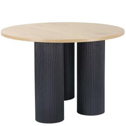 Esstisch OTTO HOME "Mandan", schwarz (eichefarben, schwarz, eichefarben), B:110cm H:76cm T:110cm, Tische, Esstisch, rund, 110x110 cm, 25 cm runde Beine mit Rillenstruktur, H&ouml;he 76 cm