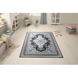 Teppich my home "Oriental, Made in Belgium" Gr. 7, grau, B:240cm H:7mm L:330cm, Kunstfaser, Teppiche, Orient-Optik, mit Bordüre, Teppich, Kurzflor, Weich, Kundenliebling