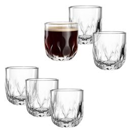 Gläser-Set Leonardo "Kaffee-Glas GOCCE, 220 ml, 6er-Set", transparent, H:8,2cm Ø:7,6cm, Glas, Trinkgefäße, 3. Variante, mit Tropfenrelief