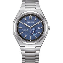 Automatikuhr Citizen, silber (titansilberfarben, blau), Armbanduhren, Damen, Armbanduhr, Herrenuhr, Damenuhr, Titan, Saphirglas, bis 10bar wasserd.