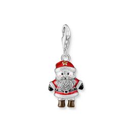 Charm-Einhänger Thomas Sabo "Santa Claus", silberfarben, schwarz, rot, braun, pink, orange, orange, Charms, Damen, Silber 925 (recycelt), mit Zirkonia (synth.)