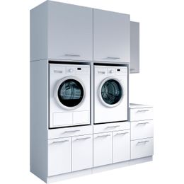 Mehrzweckschrank-Set LAUNDREEZY "Laundreezy, 6-tlg. Mehrzweckschrank-Set B/H/T 186/238/68 cm", weiß matt, B:186cm H:238cm T:68cm, Holzwerkstoff, Kastenmöbel-Sets, Breite 186 cm, Soft-Close-Funktion für Türen