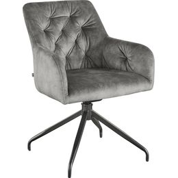 4-Fußstuhl "Yonkers", schwarz (grau, schwarz), B:60,5cm H:85cm T:64,5cm, Polyester, SET ONE BY Musterring, Stühle, mit Stativgestell, praktische Auto-Return und Wippfunktion