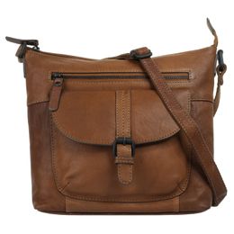XZONE Umhängetasche X-ZONE, Damen, Gr. B/H/T: 25cm x 24cm x 6cm onesize, braun (cognac), Leder, unifarben, Taschen, echt Leder