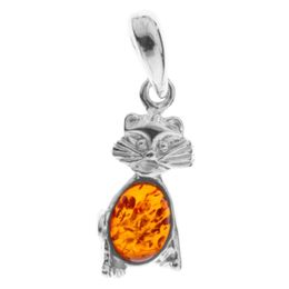 Kettenanhänger OSTSEE-SCHMUCK "OSTSEE-SCHMUCK Anhänger Katze Anhänger Katze", weiß, Schmuckanhänger, Damen, 26 x 9mm, Silber 925 (Sterlingsilber), 1,6 g