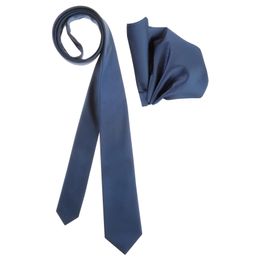 Krawatte Bruno Banani, Herren, blau, Kunstfaser, Krawatten, inklusive Einstecktuch