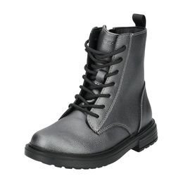 Schnürstiefelette Geox "Geox Stiefelette Lederimitat", Mädchen, Gr. 28, gunmetal, Lederimitat, Schuhe