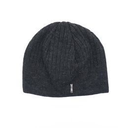 Strickmütze CAPO, Damen, grau (anthrazit), Strick, Wollmischung, unifarben, Mützen, Rippenstrick, hoher Wollanteil, natürliche Thermoregulation, gefüttert