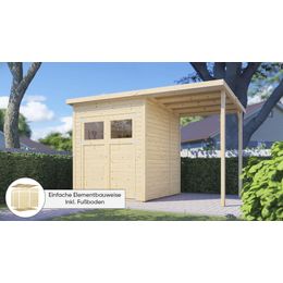 Gartenhaus Konifera "Amrum 2", beige (naturbelassen), Fußboden im Gartenhaus, ohne Dacheindeckung, Gartenhäuser, Inklusive Fussboden