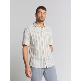 Langarmhemd NO EXCESS "NO EXCESS Gestreiftes Hemd", Herren, Gr. L, Normalgr&ouml;&szlig;en, beige (ecru), 100% Baumwolle, regular fit, Hemden
