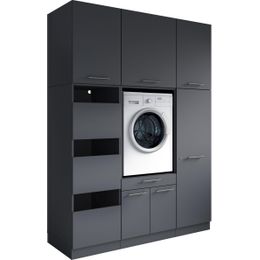 Mehrzweckschrank-Set LAUNDREEZY "Laundreezy, 6-tlg. Mehrzweckschrank-Set B/H/T 168/238/68 cm", anthrazit matt, B:168cm H:238cm T:68cm, Holzwerkstoff, Kastenmöbel-Sets, Breite 168 cm, Soft-Close-Funktion für Türen