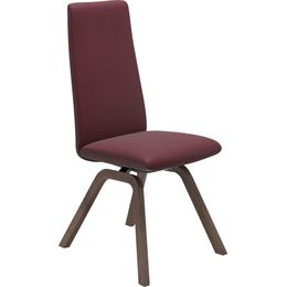 Polsterstuhl stressless "Laurel", rot (bordeaux batick, walnuss), B:49cm H:105cm T:60cm, Leder BATICK: BATICK ist ein leicht korrigiertes, durchgefärbtes und genarbtes Möbelleder, bei dem die meisten Unebenheiten und Spuren in der Regel entfernt wurden., Stühle, High Back, Größe M, mit schräggestellten Beinen in Walnuss