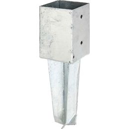 Bodenhülse Alberts, grau (feuerverzinkt), B:9,1cm T:9,1cm, Stahl, Bodenanker, feuerverzinkt, 91 x 91 mm