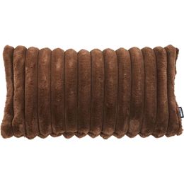 Sitzkissen done. "Polar", chocolate, felloptik gestreift unifarben, B:30cm H:1cm L:50cm, Polyester, Dekokissen_Sitzkissen_Kissenhüllen, Kissenhülle aus leichtem Flanell