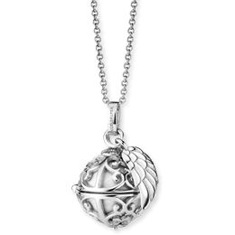 Kette mit Anhänger Engelsrufer "Schmuck Geschenk, Engelsrufer Relaunch mit Flügelanhänger, ERN-ER23" Gr. XS, weiß (silberfarben, perlmuttfarben, weiß), Halsketten, Damen, XS, Messing Silber 925 (Sterlingsilber), L: 50 B: 1,33mm, Messing, Silber 925 (Sterlingsilber), B:1,33mm