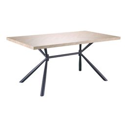 Esstisch OTTO HOME "Larchant", schwarz (eichefarben, schwarz, eichefarben), B:160cm H:76cm T:90cm, Tische, Tischplatte in Fischgrätoptik, schwarze Metallbeine, Höhe 76 cm
