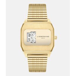 Quarzuhr Liebeskind Berlin "Vinyl Vision", goldfarben, Armbanduhren, Damen, Armbanduhr, Damenuhr, Edelstahlarmband, analog
