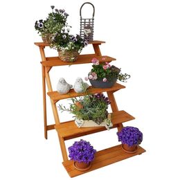 Pflanzentreppe Promadino "Blumentreppe gro&szlig;", braun (honigbraun), B:78cm H:109cm T:100cm, Holzwerkstoff, Pflanzgef&auml;&szlig;e, BxTxH: 78x100x109 cm