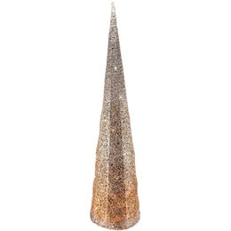 LED-Dekofigur I.GE.A. "LED-Pyramide", champagner, B:25cm H:100cm Ø:25cm, Kunststoff, Dekofiguren, Tannenbaum Baum batteriebetrieben warmweiß Weihnachtsdeko innen