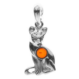 Kettenanhänger OSTSEE-SCHMUCK "OSTSEE-SCHMUCK Anhänger Katze Anhänger Katze", weiß, Schmuckanhänger, Damen, 29 x 12mm, Silber 925 (Sterlingsilber), 2,5 g