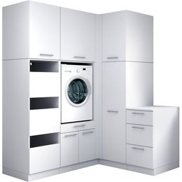 Mehrzweckschrank-Set LAUNDREEZY "Laundreezy, 7-tlg. Mehrzweckschrank-Set B/H/T 186/238/68 cm", weiß matt, B:186cm H:238cm T:68cm, Holzwerkstoff, Kastenmöbel-Sets, Breite 186 cm, Soft-Close-Funktion für Türen