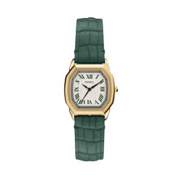 Quarzuhr Fossil "HARLOW", grün, goldfarben, Armbanduhren, Damen, Armbanduhr, Damenuhr, Lederarmband, analog