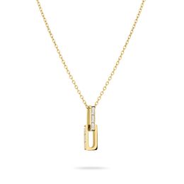 Kette mit Anhänger Liebeskind Berlin "Schmuck Edelstahl Halskette The Festive Mini Link Sparkle", gold (gelbgoldfarben, kristallweiß), Halsketten, Damen, Edelstahl, L: 45 B: 2mm, mit Zirkonia (synth.), B:2mm