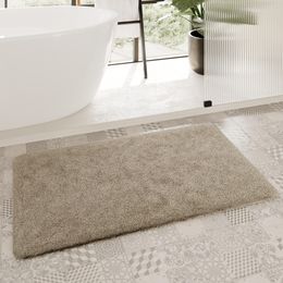 Badematte HOMIE LIVING "Porto Azzurro", hell taupe, H:30mm, Polyester, Badematten, Badteppich, uni, rechteckig & rund, waschbar, Badezimmerteppich