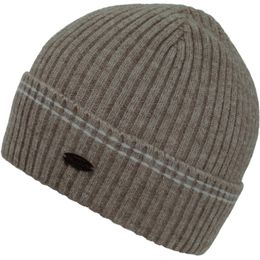 Beanie Chillouts "Kiran Hat", Damen, beige, Strick, Materialmix, Mützen, mit Umschlag und Rippstrickoptik