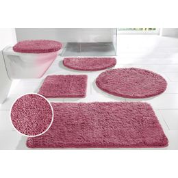 Badematte my home "Inga, Badezimmer Teppich, Badvorleger" Gr. 61, beere, H:20mm, Polyester, Badematten, Badteppich, unifarben, weich, als halbrund und rechteckig erhältlich
