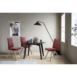 Polsterstuhl stressless "Laurel", rot (cherry paloma, eiche natur), B:49cm H:92cm T:59cm, Leder PALOMA: PALOMA ist ein durchgefärbtes Semianilin-Möbelleder mit natürlicher Narbung., Stühle, Low Back, Größe M, mit schräggestellten Beinen in Eiche natur