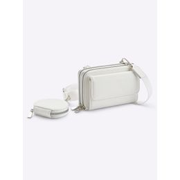 Schultertasche Heine, Damen, Gr. B/H/T: 18cm x 11cm x 4cm, weiß, Viskosemischung, unifarben, Taschen