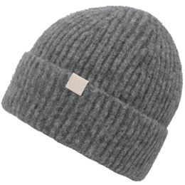 Beanie Chillouts "Heli Hat", Damen, grau, Obermaterial: 78% Polyester, 12% Polyamid, 6% Wolle, 4% Elasthan, Mützen, aus dickem Material im Rippstrick