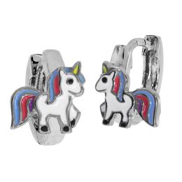 Paar Creolen OSTSEE-SCHMUCK "OSTSEE-SCHMUCK Creole Einhorn Creole Einhorn", wei&szlig;, Ohrringe, Damen, 12x8mm, Silber 925 (Sterlingsilber)