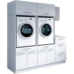 Mehrzweckschrank-Set LAUNDREEZY "Laundreezy, 6-tlg. Mehrzweckschrank-Set B/H/T 186/200/68 cm", weiß matt, B:186cm H:200cm T:68cm, Holzwerkstoff, Kastenmöbel-Sets, Breite 186 cm, Soft-Close-Funktion für Türen