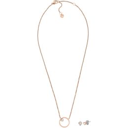 Ohrring und Ketten Set Skagen "Mulitpack Schmuck Geschenk Edelstahl X BUP GLITZ HEART HERZ", rosa (edelstahlfarben, roségoldfarben, kristallweiß, kristallweiß), Schmuck_Sets, Damen, Edelstahl, mit Zirkonia (synth.) oder Glasstein