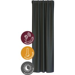 Vorhang HOMING "Galdin" Gr. 1, grau (anthrazit), B:140cm H:245cm, Polyester, Gardinen, Verdunklungsvorhang, blickdicht, Thermo, Energiesparend