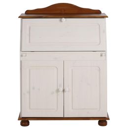 Sekretär Home Affaire "Mette, Schreibtisch im Landhausstil", gelb (weiß, honigfarben), B:82cm H:107cm T:39cm, Sekretäre, aus Massivholz, Breite 82 cm